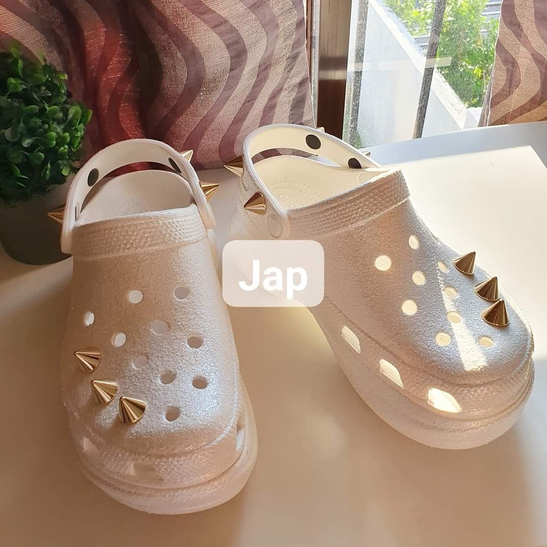 Crocs Classic Bae Glitter Stud, Women's Fashion, Footwear, Slippers and ...