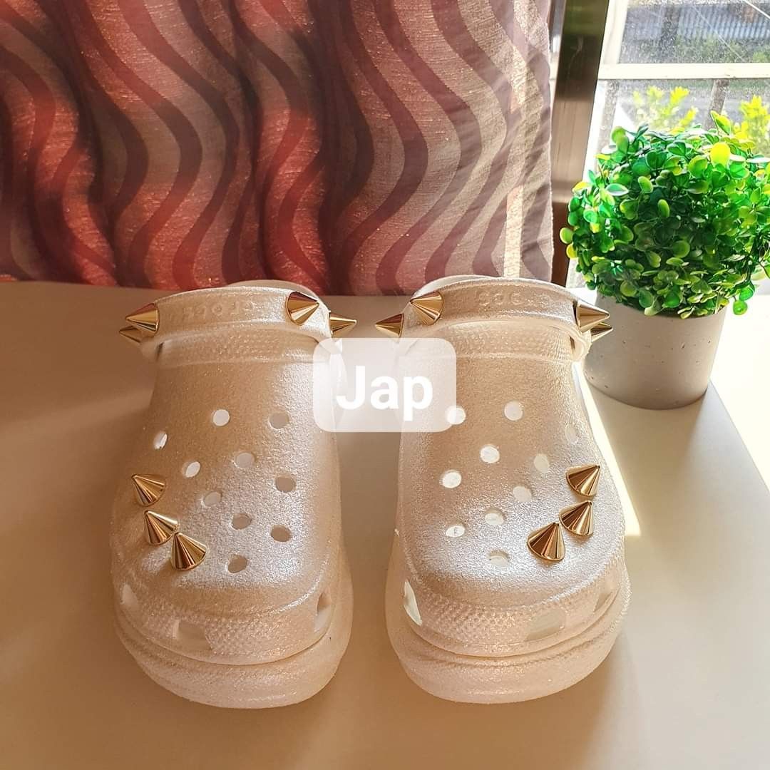 Crocs Classic Bae Glitter Stud, Women's Fashion, Footwear, Slippers and ...