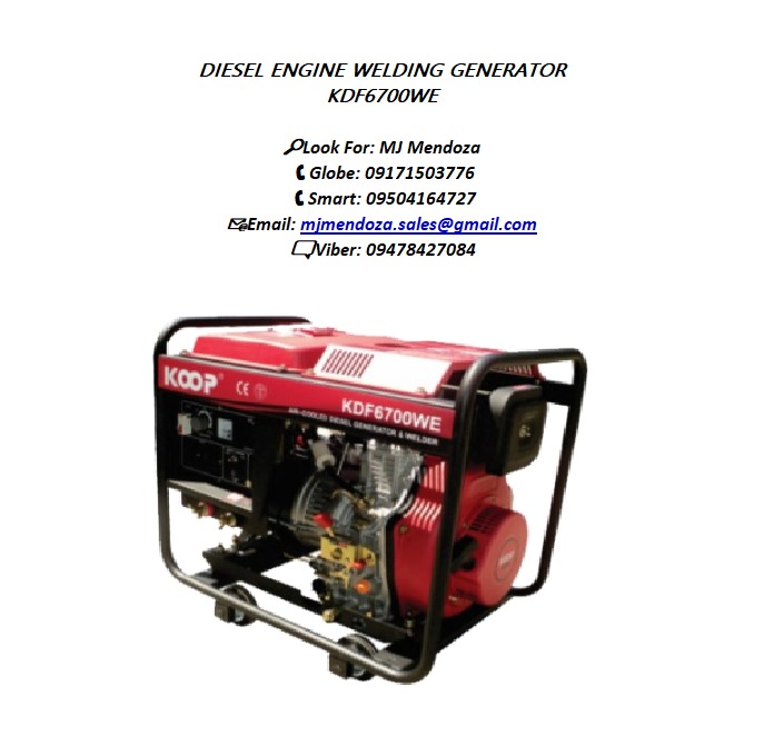 DIESEL ENGINE WELDING GENERATOR KDF6700WE, Commercial & Industrial ...