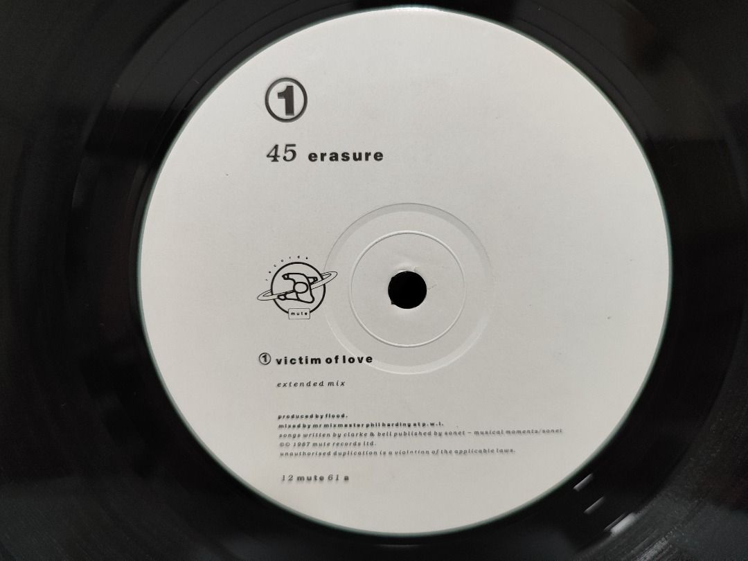 Erasure - Victim of Love (12" 45rpm) UK, 1987, Hobbies & Toys, Music & Media, Vinyls on Carousell