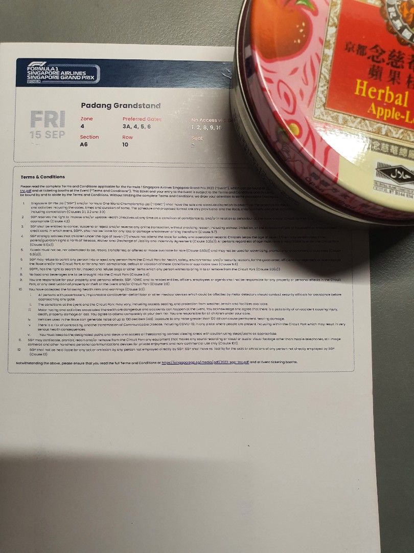 F1 PADANG GRANDSTAND FRIDAY 15 SEPT, Tickets & Vouchers, Event Tickets ...