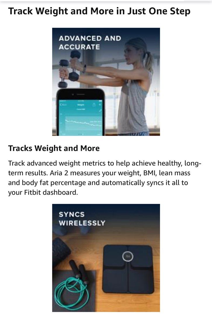 Fitbit scales Aria 2, Health & Nutrition, Health Monitors & Weighing ...