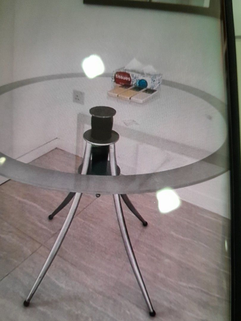 Free Round Glass Table, Furniture & Home Living, Furniture, Tables ...