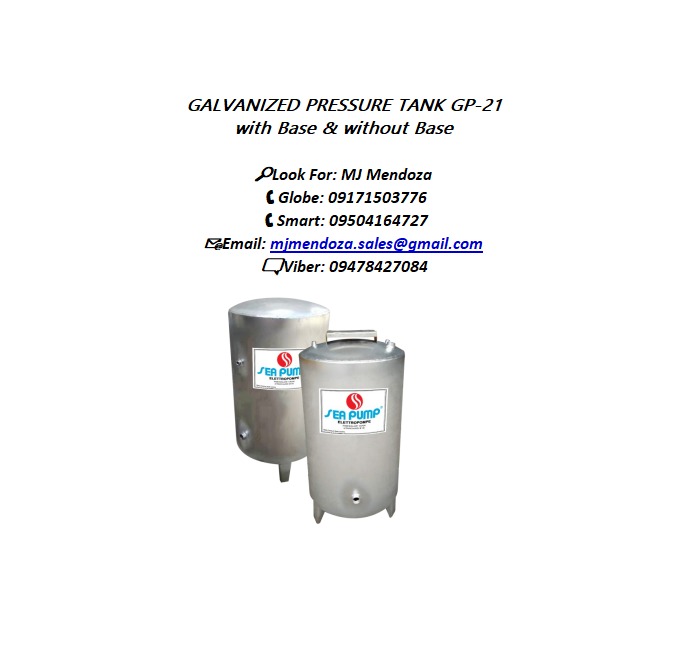 GALVANIZED PRESSURE TANK GP-21 with Base & without Base, Commercial ...