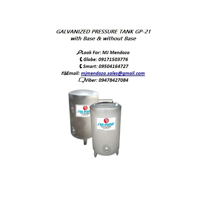 GALVANIZED PRESSURE TANK GP-21 with Base & without Base, Commercial ...