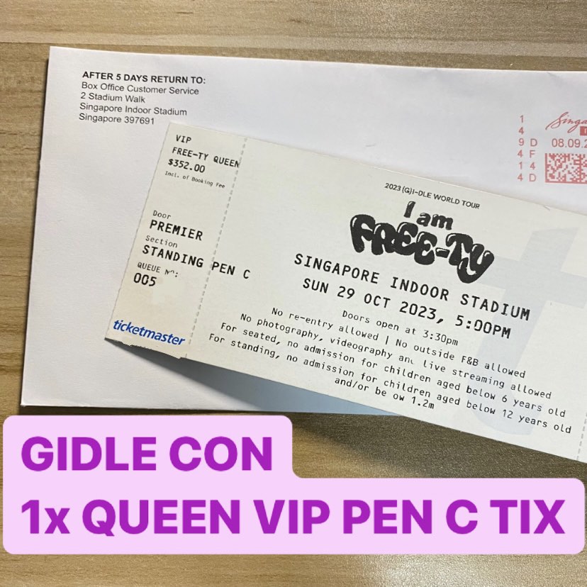GIDLE (G)I-DLE QUEEN VIP CAT 1 STANDING PEN C FIRST 100 SINGAPORE 2023 ...