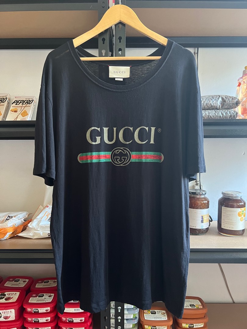 Gucci Wash Cotton Oversize T-Shirt With Gucci Logo, Luxury, Apparel on ...