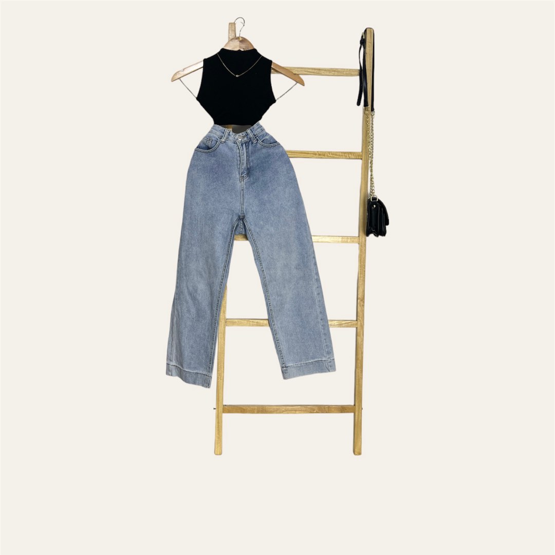HIGH WAISTED WIDE LEG MOM JEAN DENIM PANTS, Women's Fashion, Bottoms ...