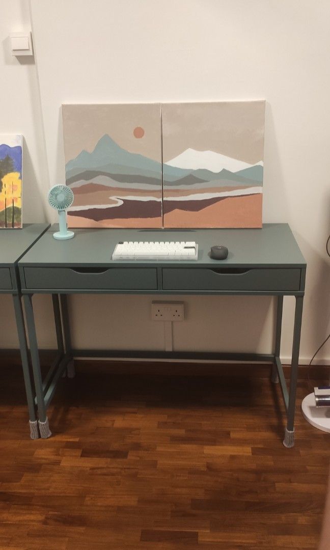 BEST CONDITION: TWO IKEA ALEX STUDY TABLE DESK HOME OFFICE, Furniture ...