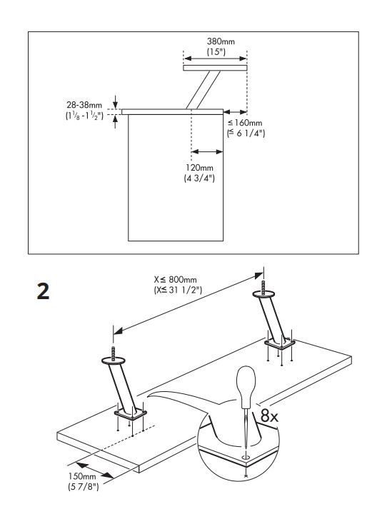 Ikea Capita Counter Top Bar Support, Furniture & Home Living, Home ...