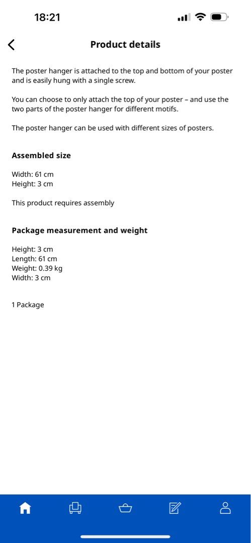 IKEA VISBACK Poster Hanger - 61 cm, Furniture & Home Living, Home ...