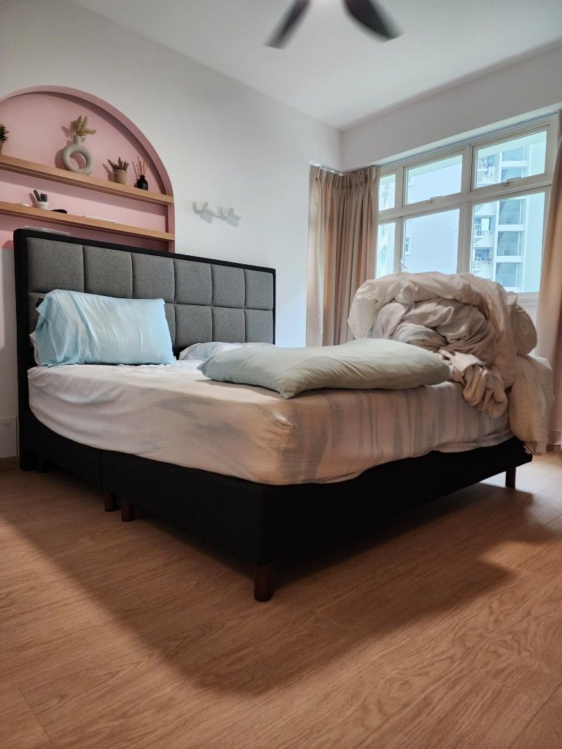 Simmons Beaufort King Size Bed Frame Fabric Finish, Furniture & Home ...