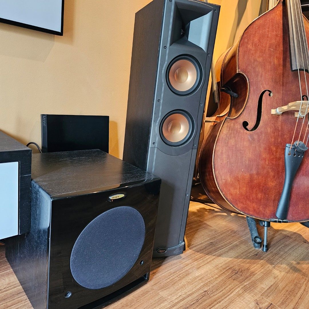 Klipsch set of tower speakers including Center speaker and Velodyne ...