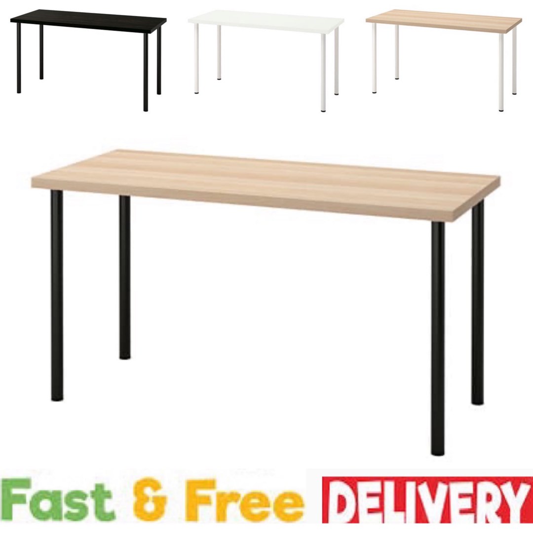 LAGKAPTEN / ADILS Desk Black-brown/black 140×60 Gaming desk office desk ...