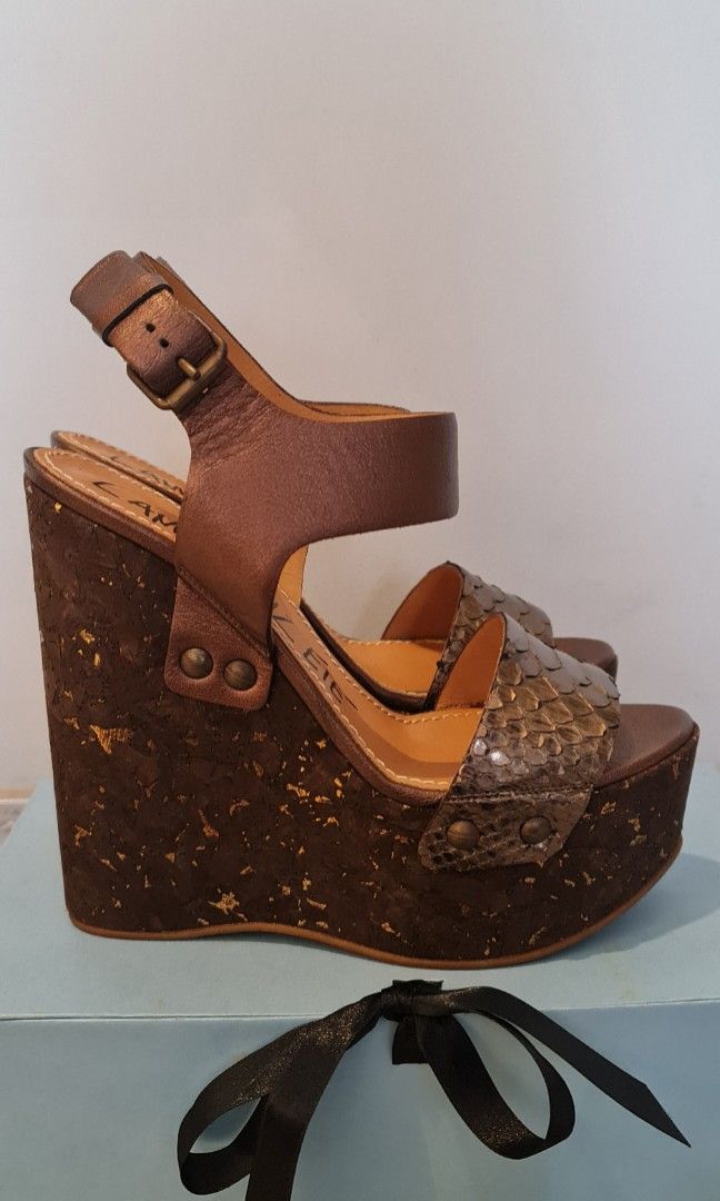 LANVIN platform Wedges Python, Luxury, Sneakers & Footwear on Carousell