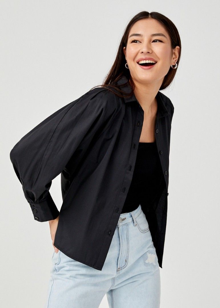 LB Sheila Balloon Sleeve Button Down Shirt, Women's Fashion, Tops ...