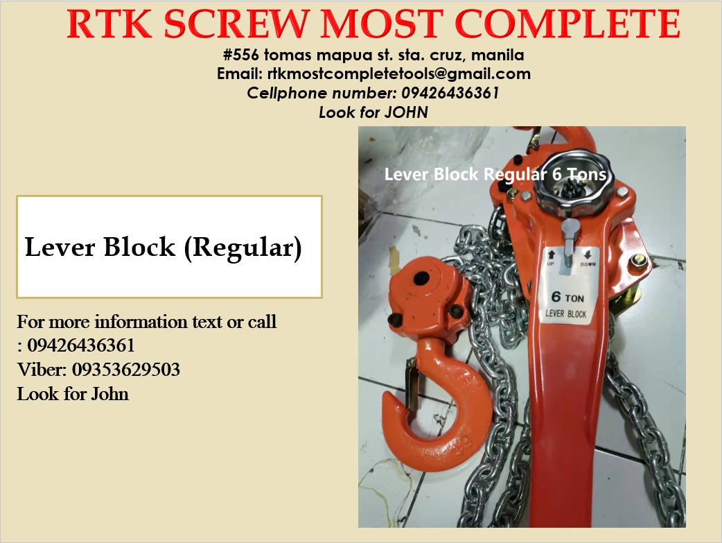 Lever Block (Regular) 6 Tons 1.5 Meters, Commercial & Industrial ...