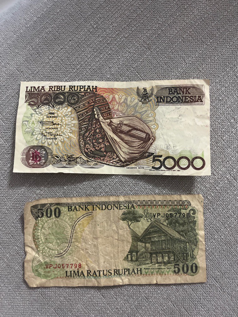 Lima Ratus Rupiah/ Lima Ribu Rupiah - old rupiah notes, Hobbies & Toys ...