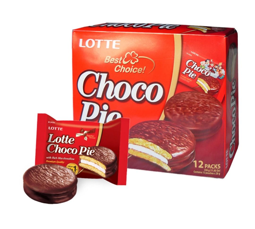 Lotte Best Choice Choco Pie 12 packs 336g - Original, Food & Drinks ...