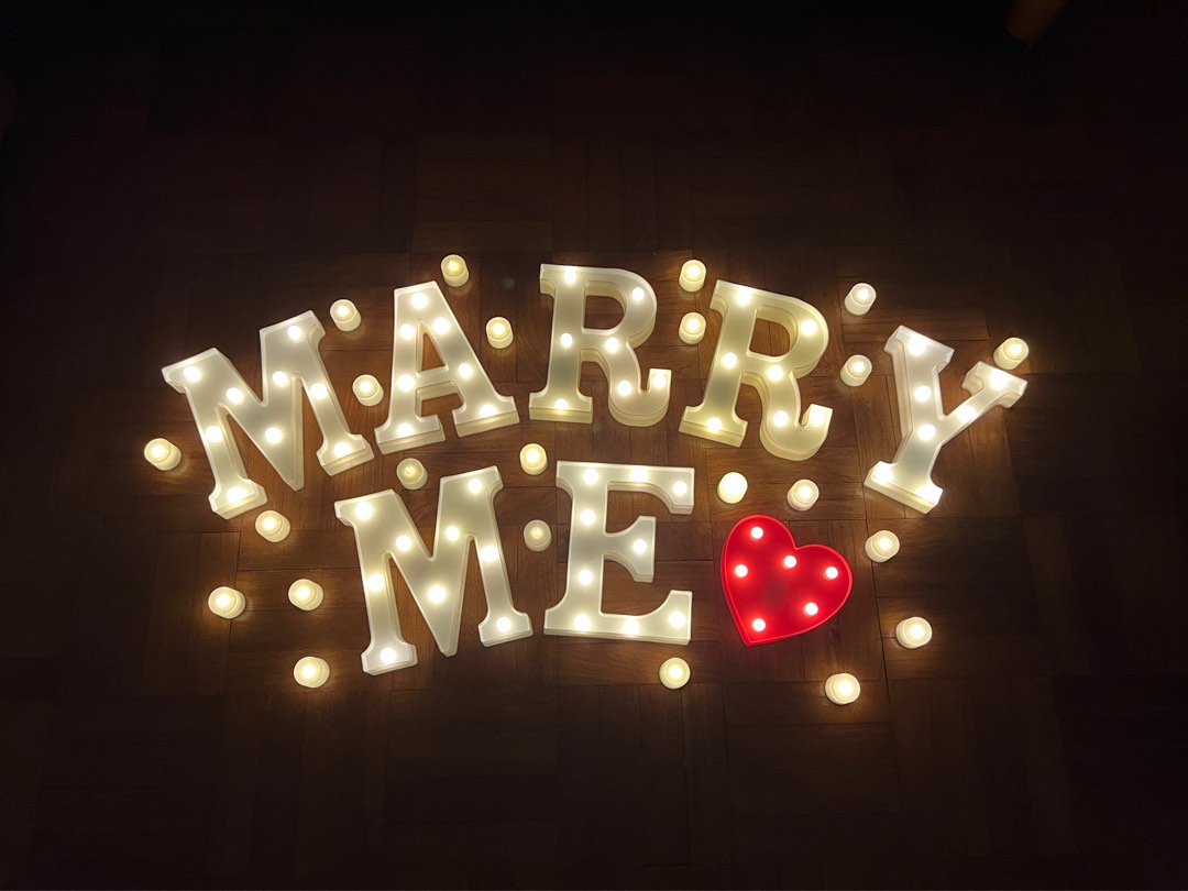 "Marry Me" Marquee LED Lights, Hobbies & Toys, Stationery & Craft ...