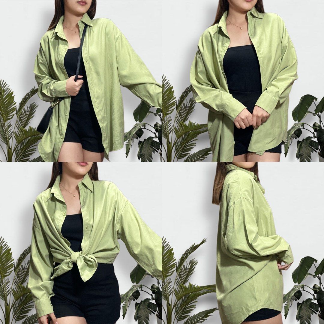 matcha green oversized polo, Women's Fashion, Coats, Jackets and ...