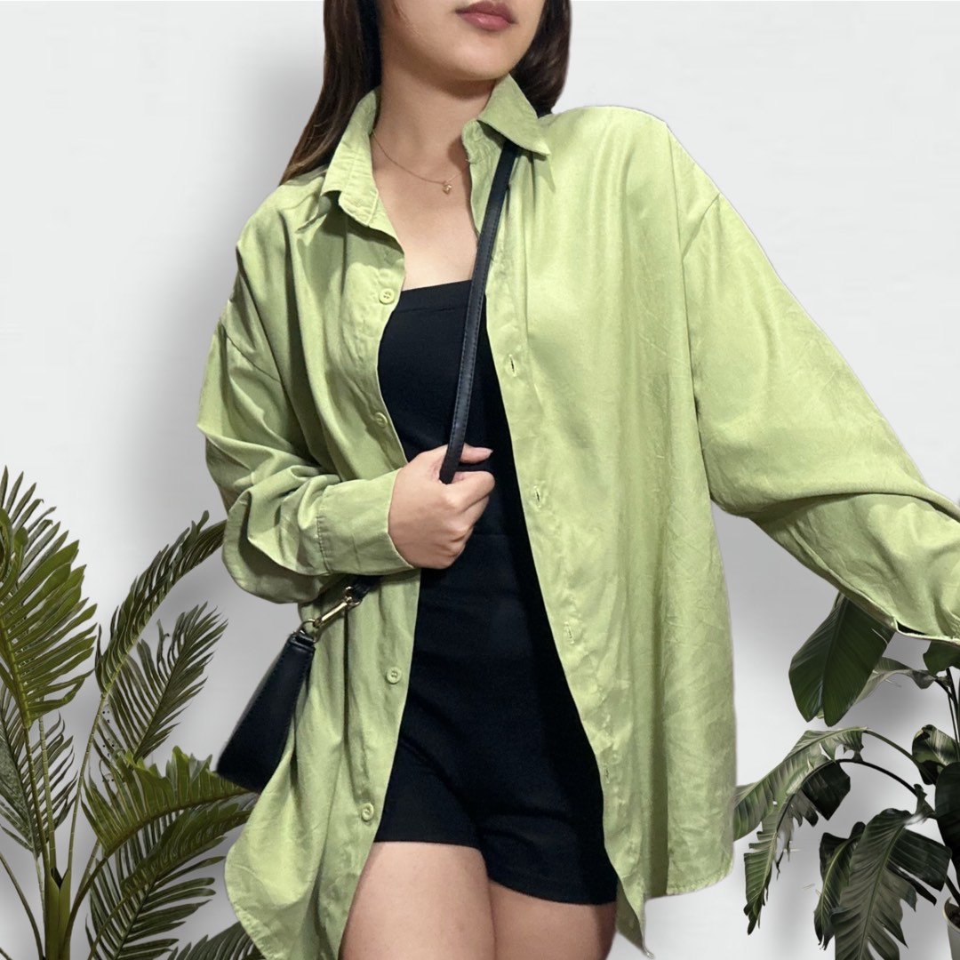 matcha green oversized polo, Women's Fashion, Coats, Jackets and ...
