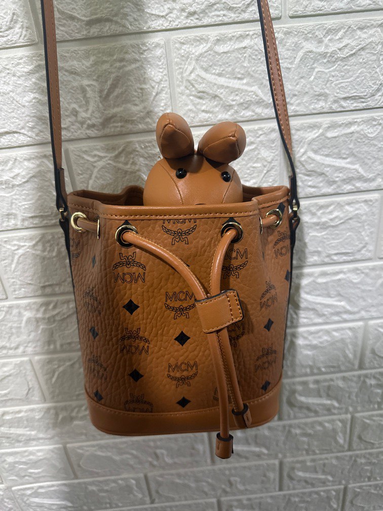 MCM Bucket with bunny, Luxury, Bags & Wallets on Carousell