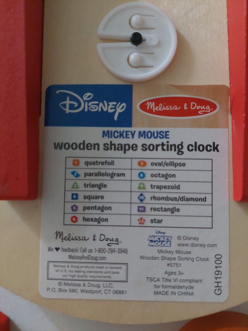 Melissa Doug Disney Mickey Mouse Wooden Shape Sorting Clock Hobbies And Toys Toys And Games On