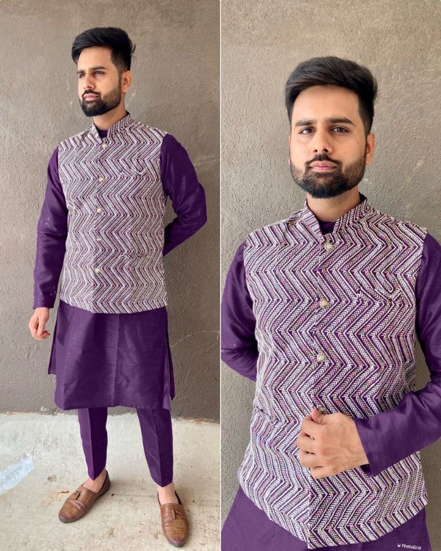 Men Kurta Koti set, Men's Fashion, Coats, Jackets and Outerwear on ...