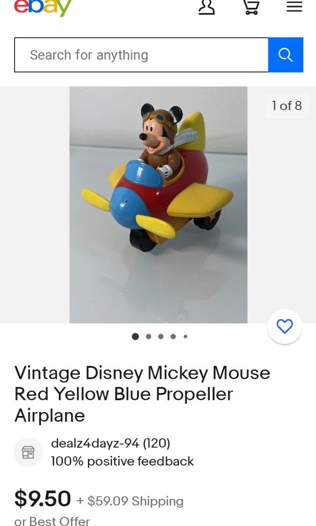 Mickey Mouse in Propeller Airplane, Hobbies & Toys, Toys & Games on ...