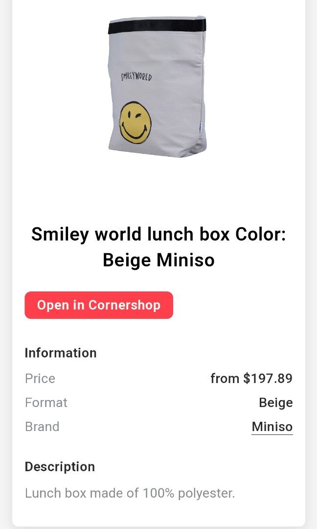 Miniso smiley world collection lunch bag, Furniture & Home Living ...