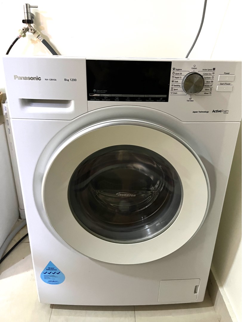 Panasonic washing machine NA-128VG6 8kg 1200spin, TV & Home Appliances ...