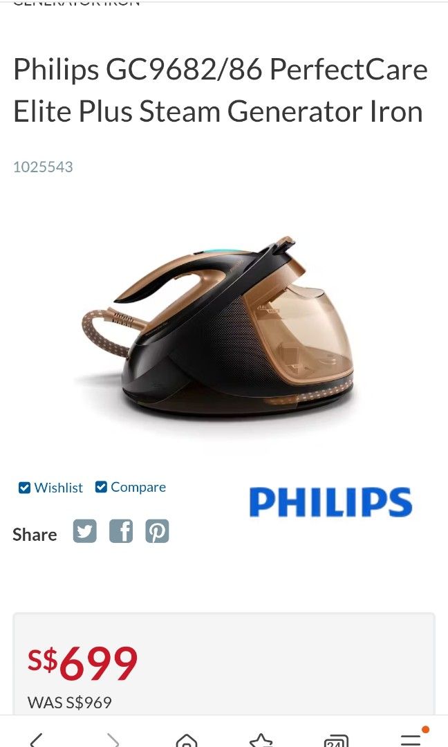 Philips PerfectCare Elite Plus, TV & Home Appliances, Irons & Steamers ...