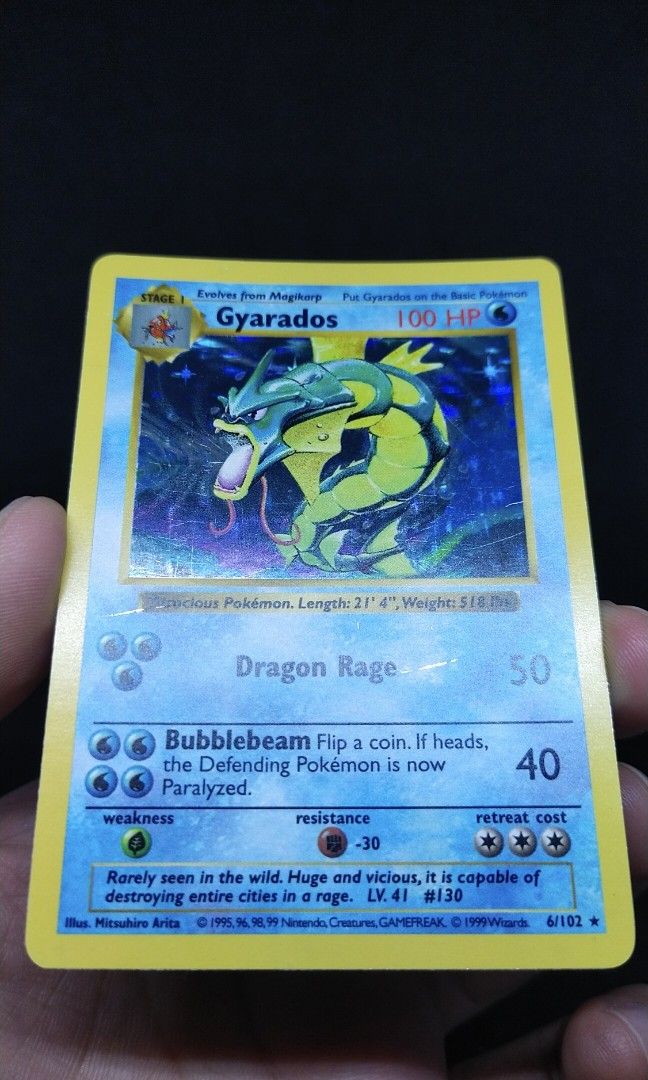 Pokemon Card - GYARADOS #6 - HOLO (BASE SET (SHADOWLESS) / YEAR 1999 ...