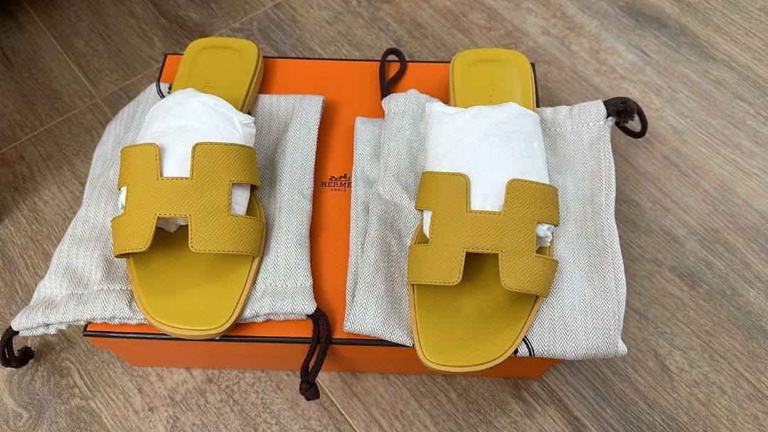 Preloved Hermes Oran Jaune Sable Epsom size 36 insole 23,5 cm incl.box, Barang Mewah, Pakaian di ...