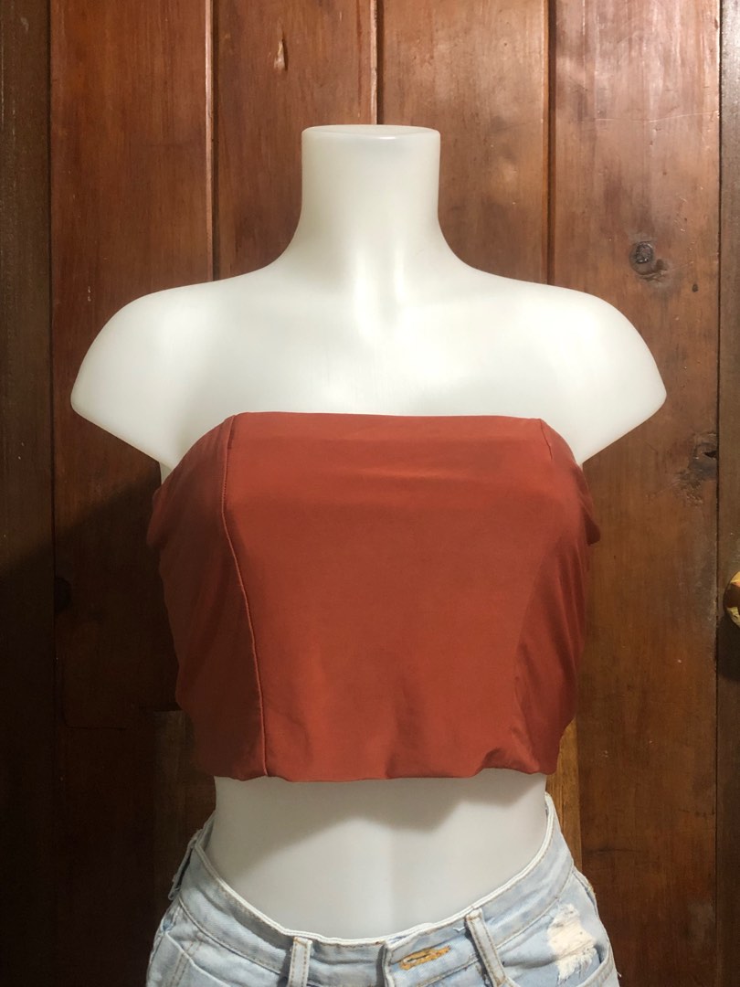 Pretty Little Thing Rust Tube, Women's Fashion, Tops, Sleeveless on Carousell