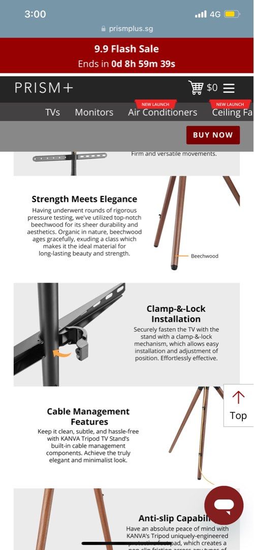 Prism Kan TV stand tripod stand, TV & Home Appliances, TV ...