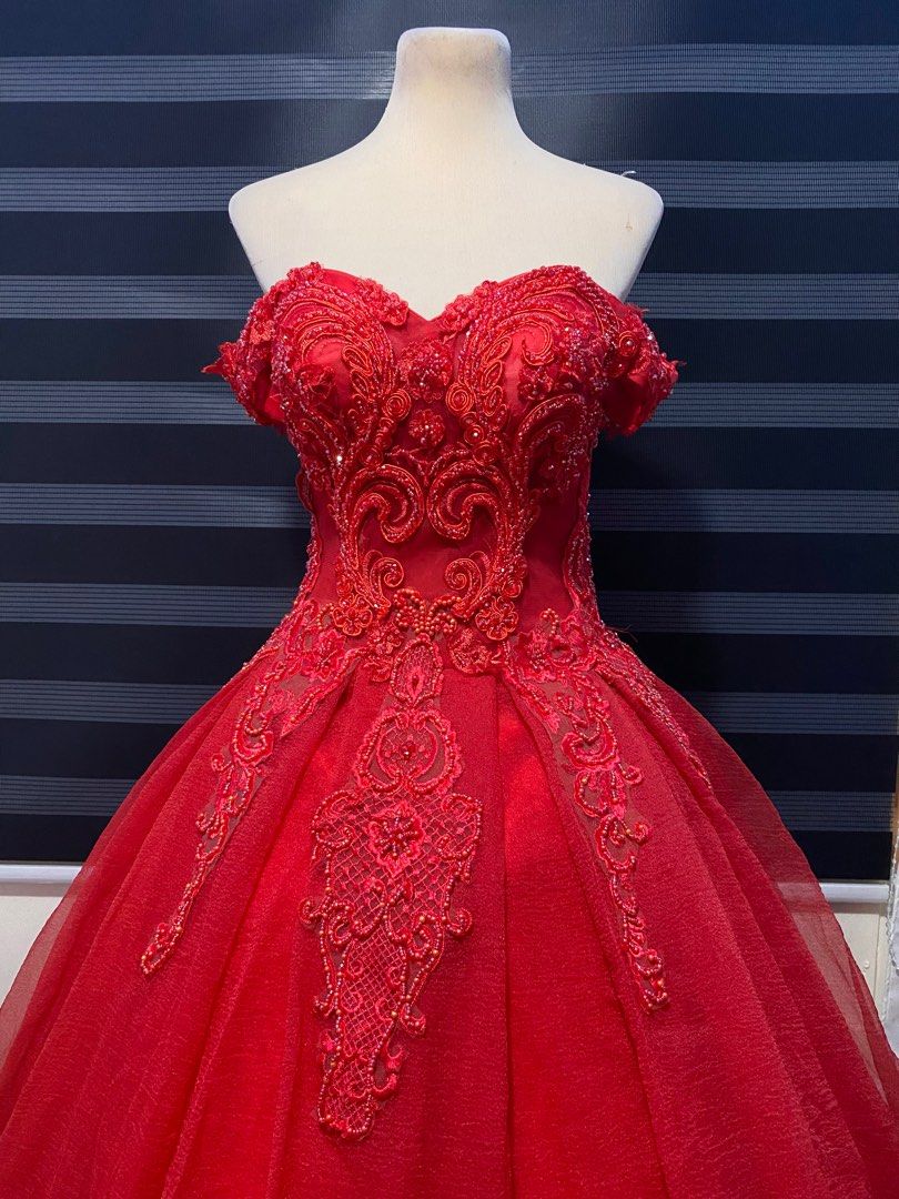 Red Ballgown / Debut Gown, Women's Fashion, Dresses & Sets, Evening ...