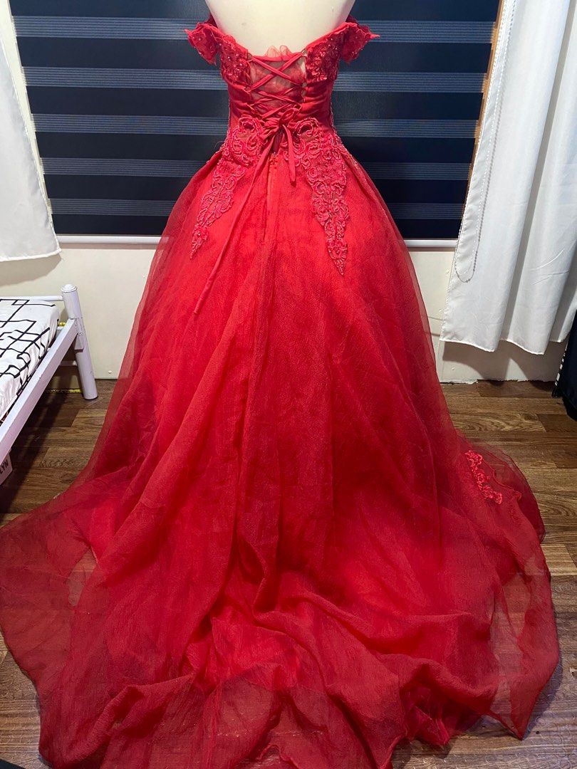 Red Ballgown / Debut Gown, Women's Fashion, Dresses & Sets, Evening ...
