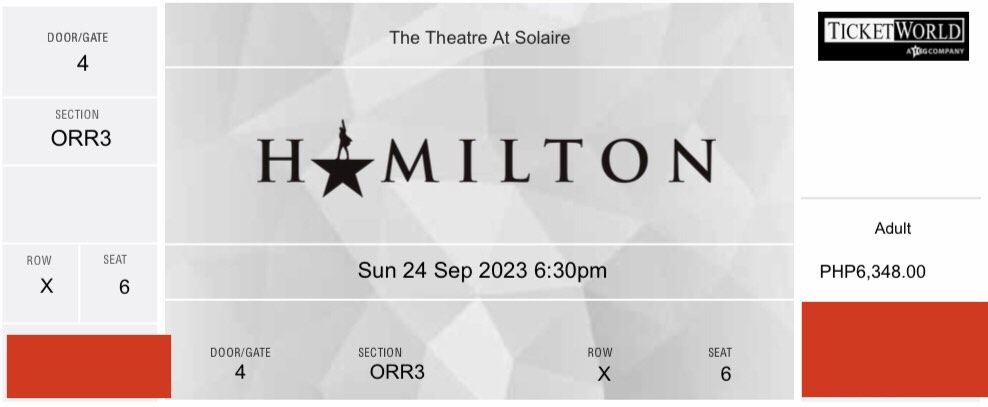 RUSH! 1 Hamilton Ticket A-Reserve (6500 TO 6000), Tickets & Vouchers ...