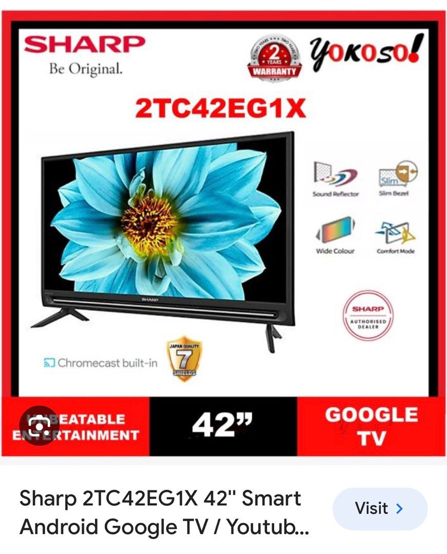 Sharp 42 inch full hd led google tv, TV & Home Appliances, TV ...