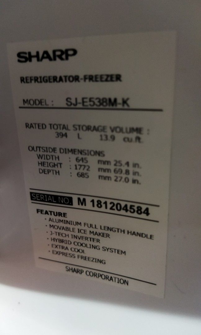 Sharp Mega Freezer Inverter, TV & Home Appliances, Kitchen Appliances ...