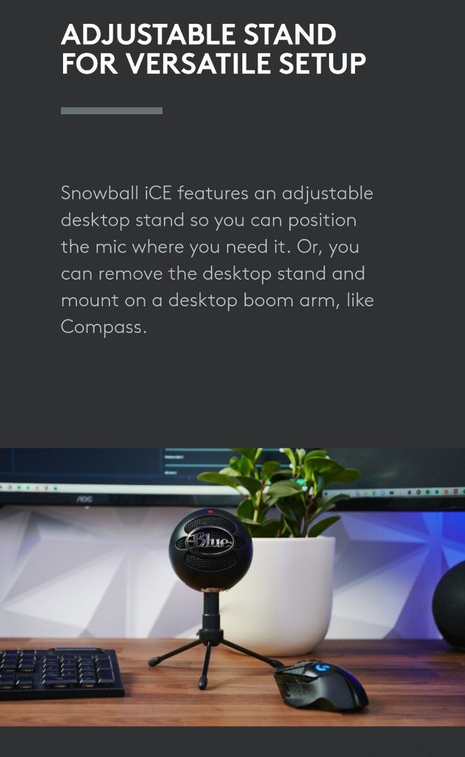 Snowball Ice (Black) plug & play USB Mic, Audio, Microphones on Carousell