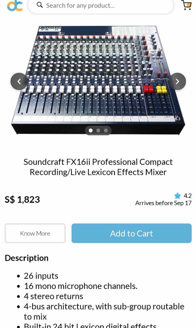 SOUNDCRAFT FX16ii mixer, Audio, Other Audio Equipment on Carousell