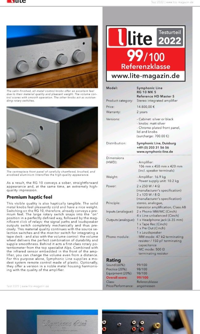 Symphonic Line -Highend Integrated Amplifier from Germany, Audio, Other ...