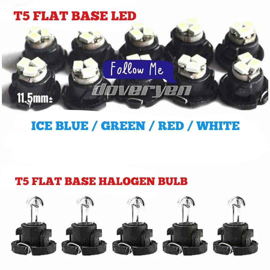 T5 Twist Lock / Flat Base Speedometer Dashboard LED Bulb - Fits ...