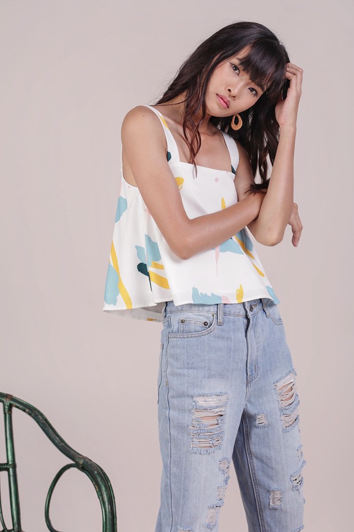 TTR Tindel Rack Nixon Flare Top (Pastel Abstract), Women's Fashion ...