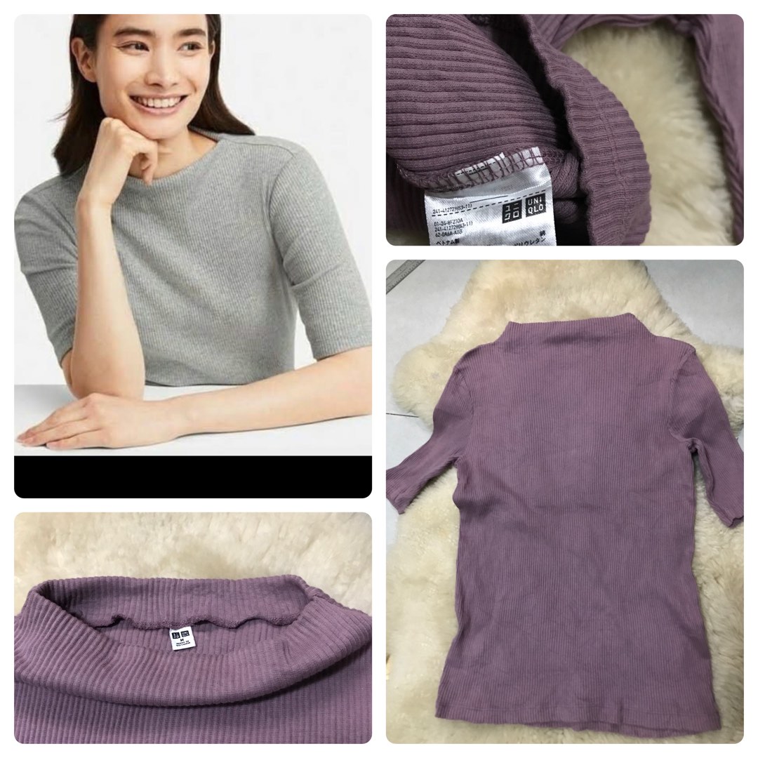 Uniqlo ribbed boat neck, Women's Fashion, Tops, Blouses on Carousell