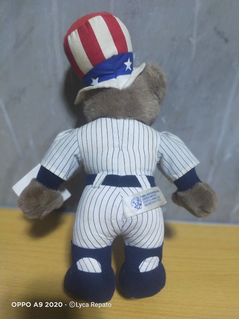 Vintage 1998 New York Yankees Teddy Bear Baseball MLB Stuff Plush 13 ...