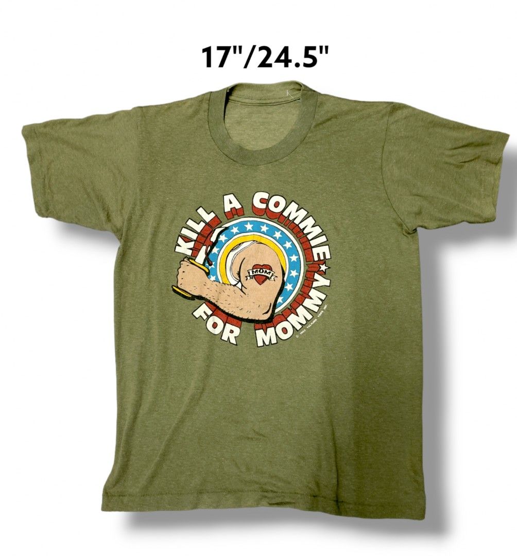 VINTAGE 80'S T SHIRT, KILL A COMMIE FOR MOMMY RAMONES, Men's Fashion ...